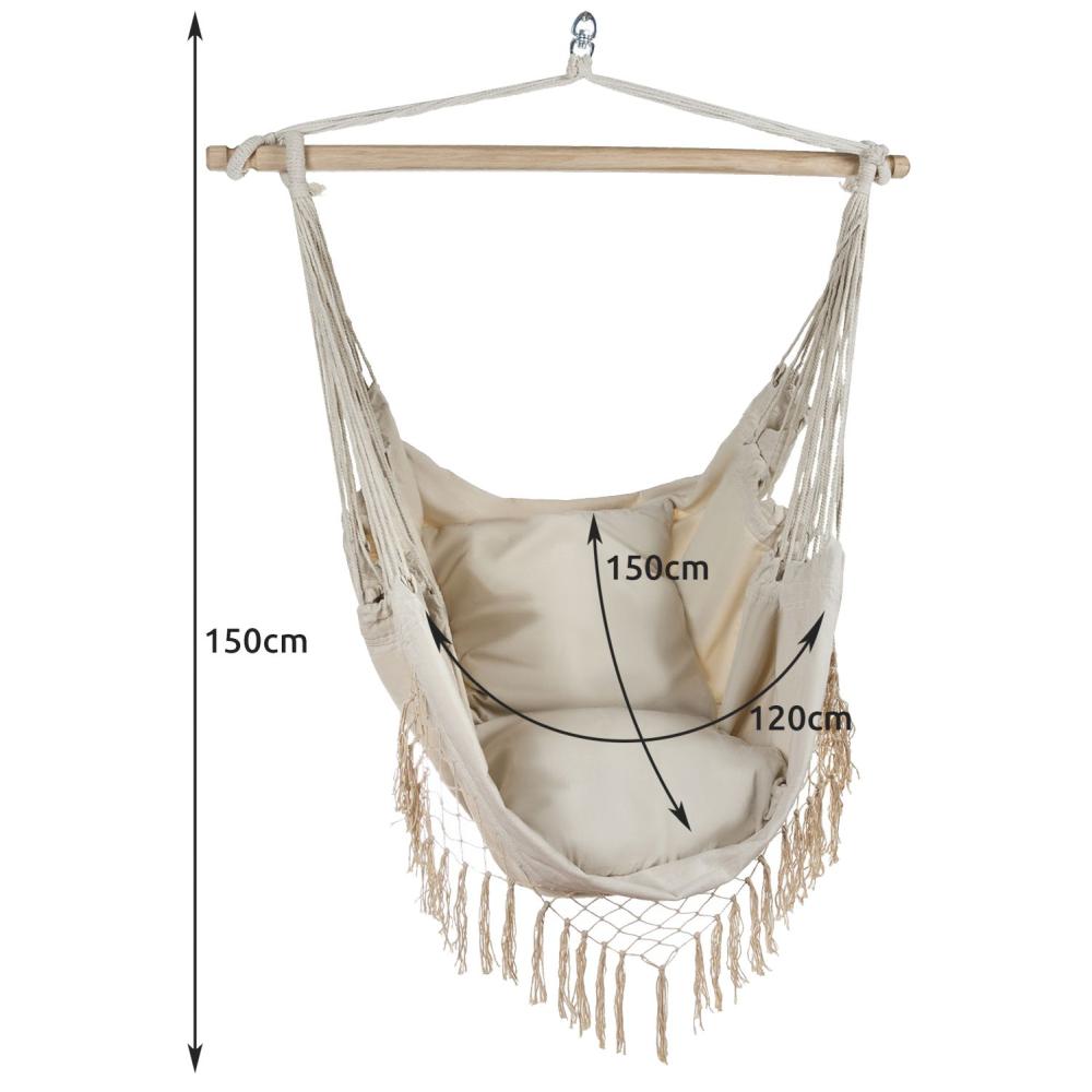 Scaun Suspendat tip Hamac Brazilian cu 2 Perne Incluse pentru Terasa ...