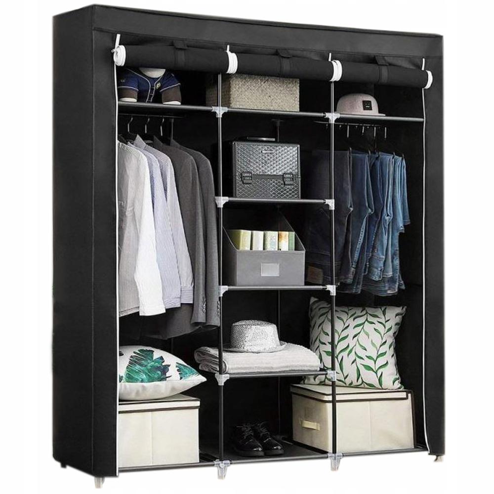 Dulap Textil Portabil pentru Haine si Accesorii cu 8 Rafturi si Suport ...