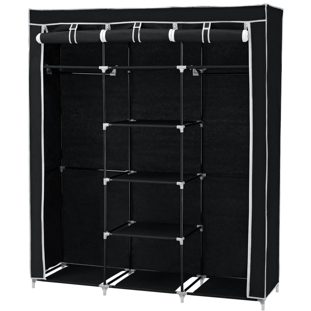 Dulap Textil Portabil pentru Haine si Accesorii cu 8 Rafturi si Suport ...