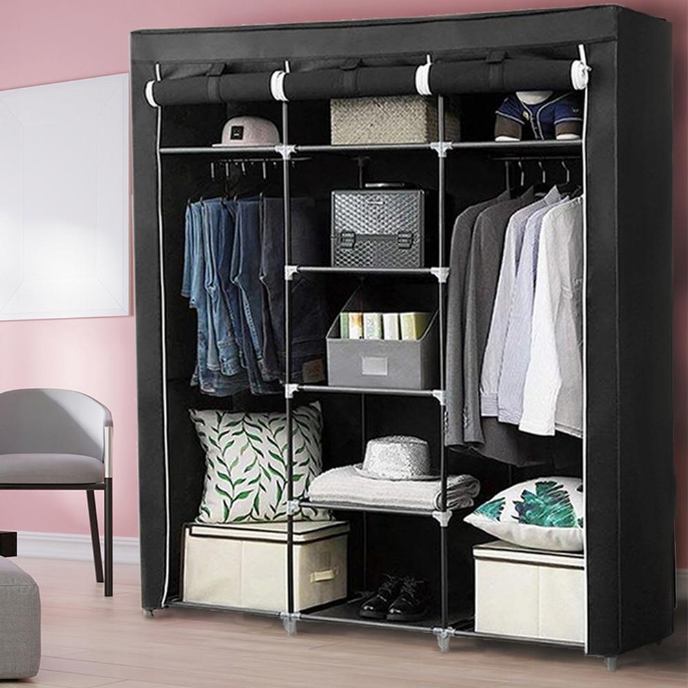 Dulap Textil Portabil pentru Haine si Accesorii cu 8 Rafturi si Suport ...