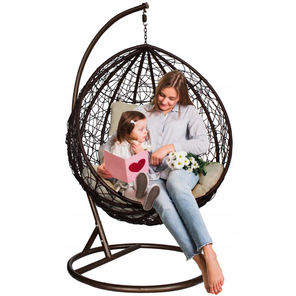 Scaun Fotoliu Suspendat tip Leagan Balansoar pentru Terasa sau Gradina cu Perne Incluse si ...