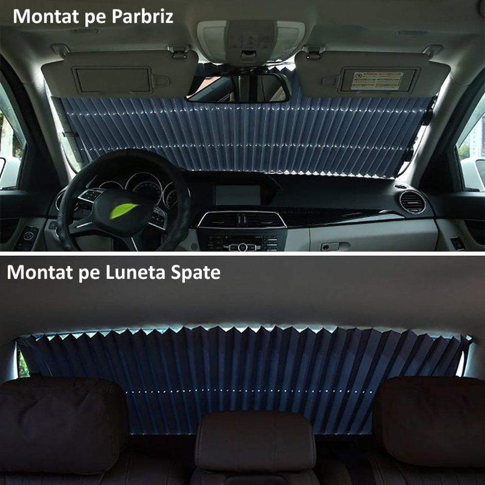 Parasolar Auto Retractabil Automat pentru Parbriz sau Luneta Spate tip ...