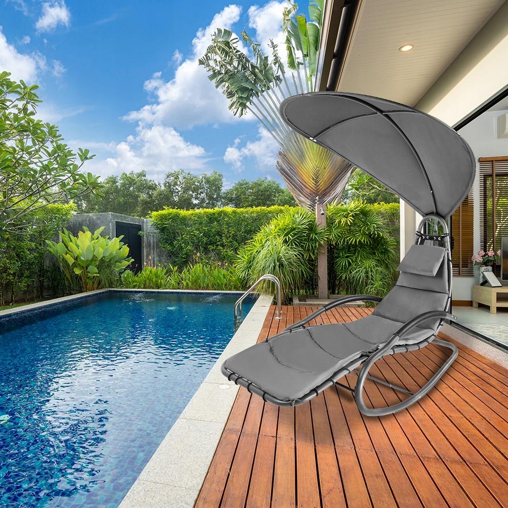 Scaun Balansoar tip Sezlong cu Parasolar Baldachin, Saltea si Perna ...